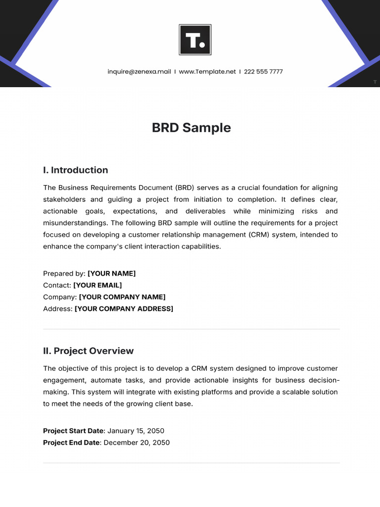 BRD Sample Template | PDF