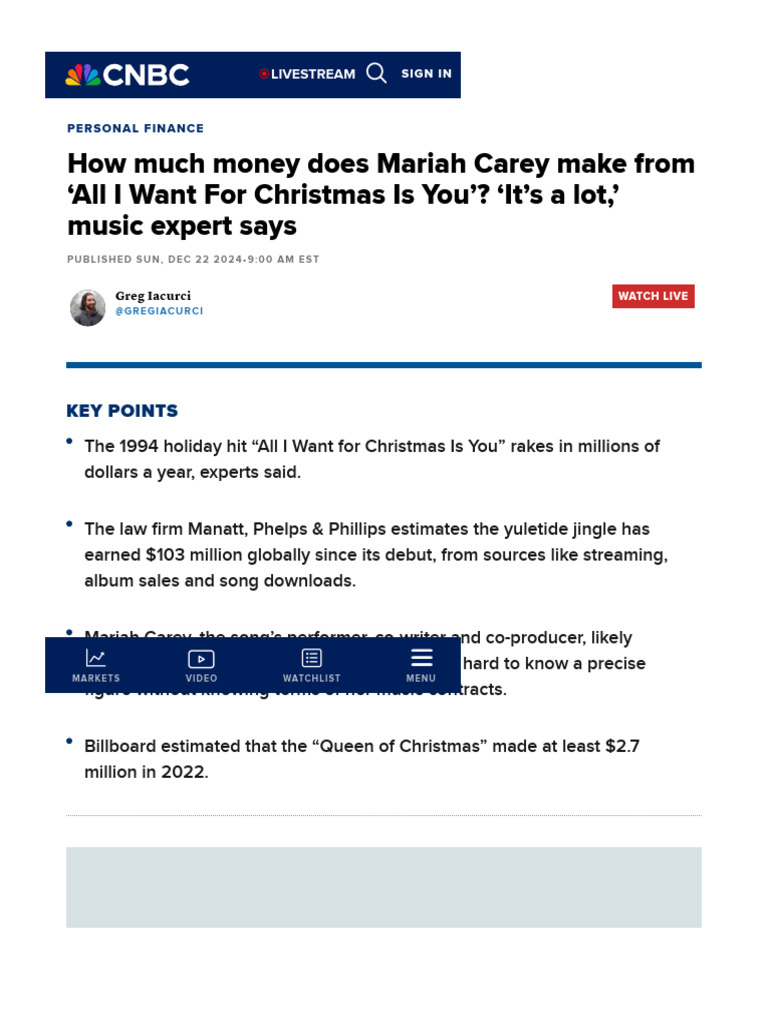 How Much Mariah Carey Makes From 'All I Want For Christmas Is You ...