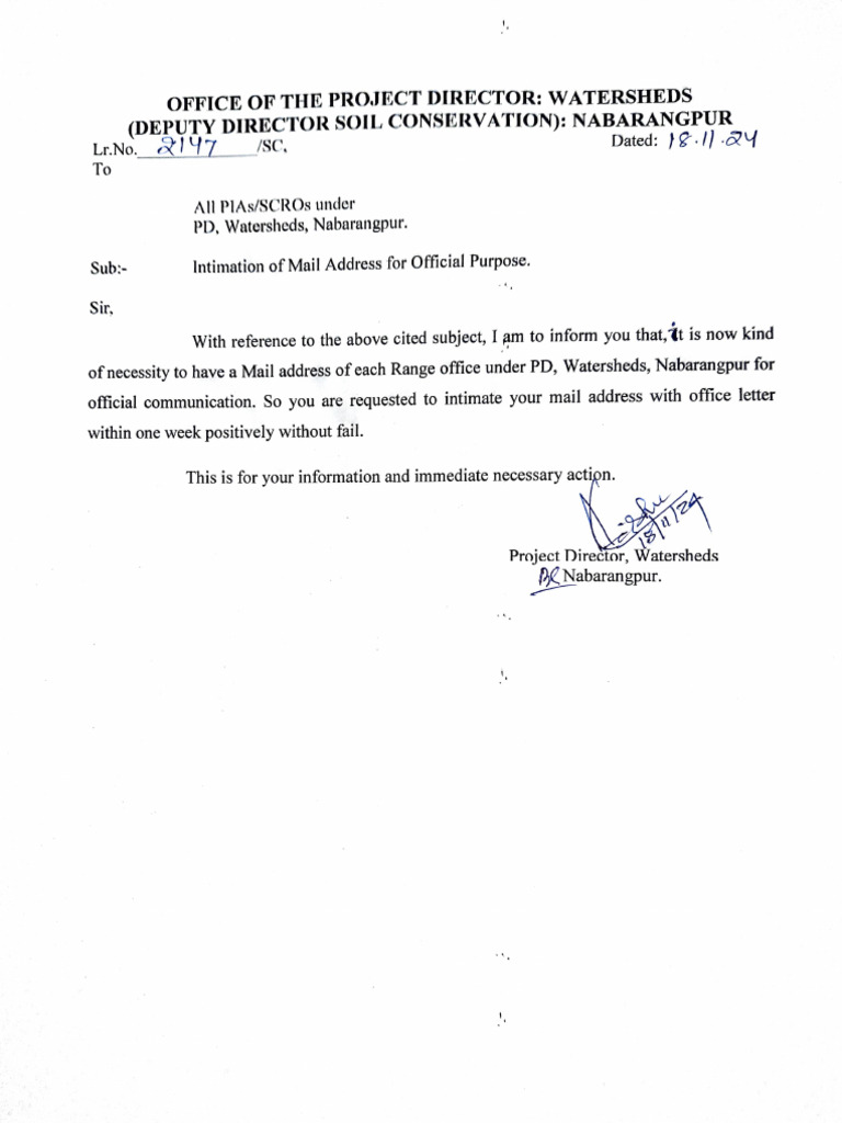 Intimation of Mail Address For Official Purpose | PDF