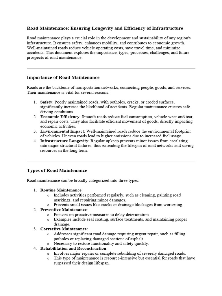 Essential Road Maintenance Strategies | PDF | Road | Infrastructure