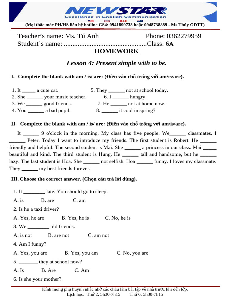 Khóa 1_LESSON 4_BTVN | PDF