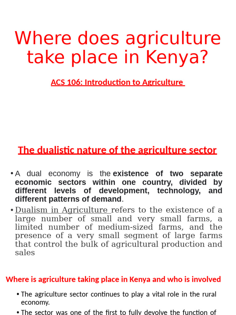 Agriculture's Role in Kenya's Economy | PDF | Agriculture | Food Security