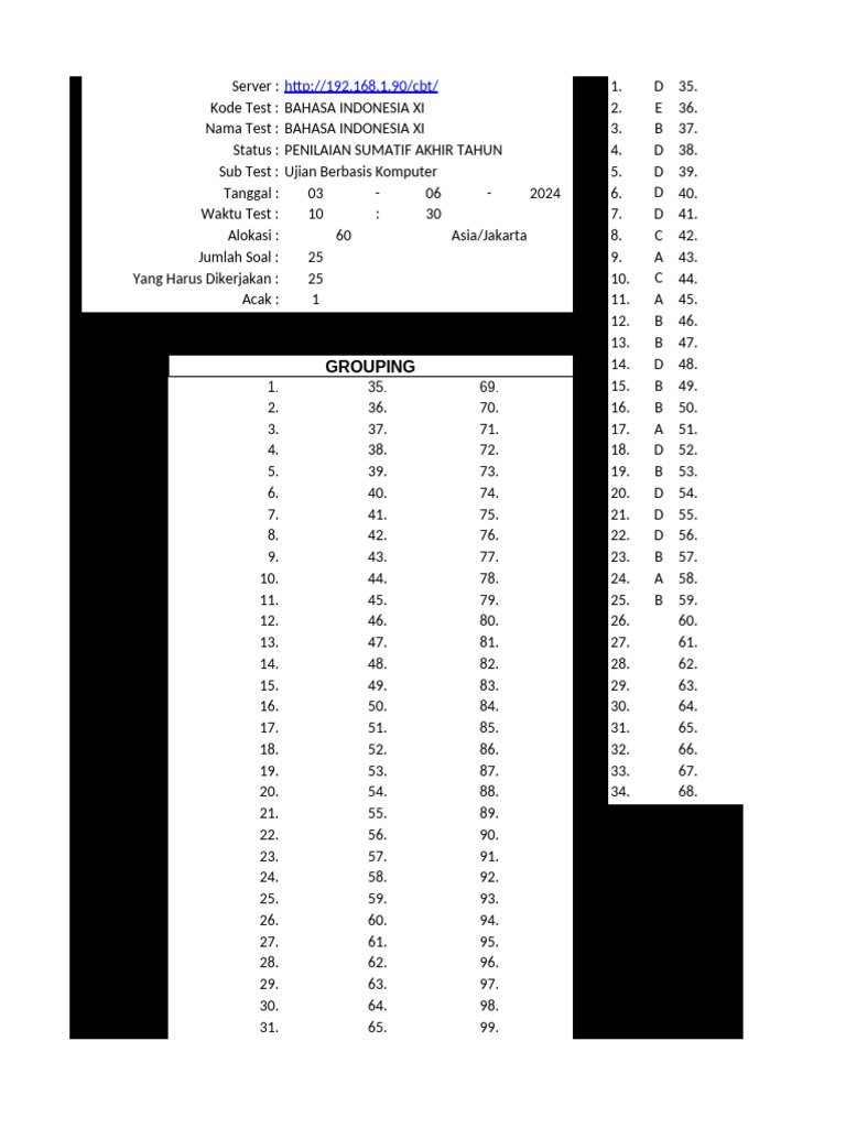 Kunci Bin 11 Psat 2024 | PDF
