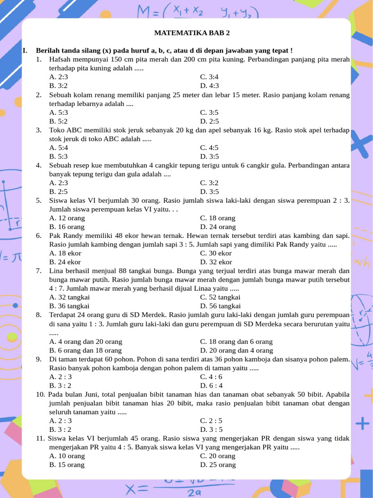 Latihan Soal MATEMATIKA RASIO | PDF