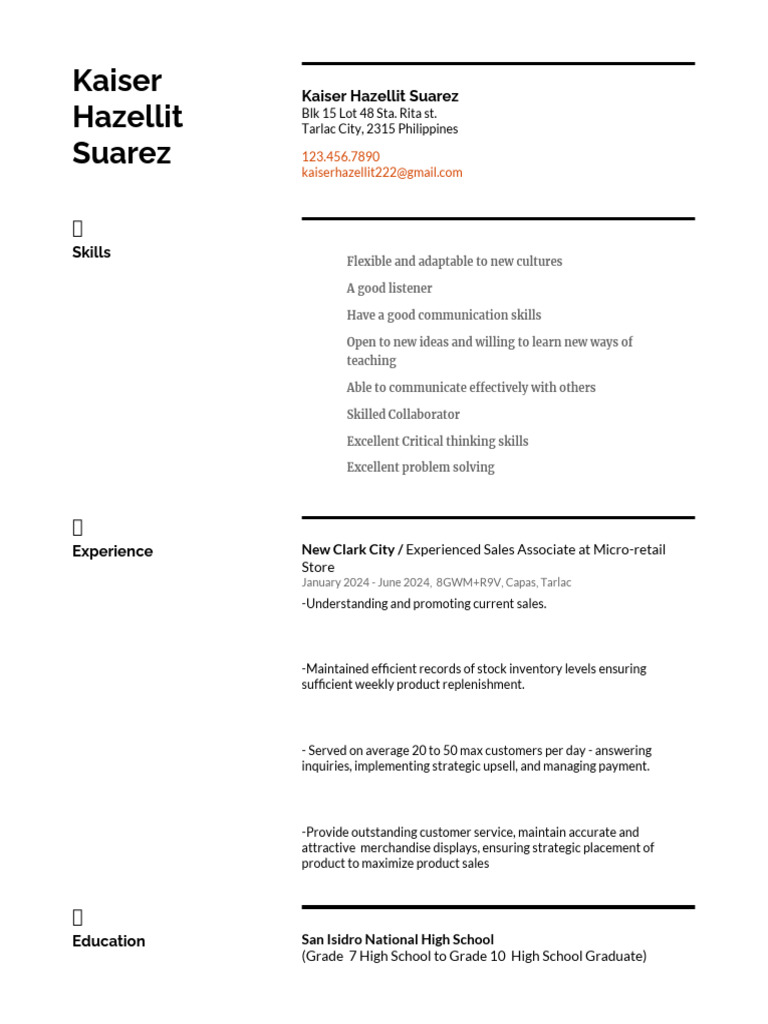 Sales Associate Resume of Kaiser Hazellit | PDF