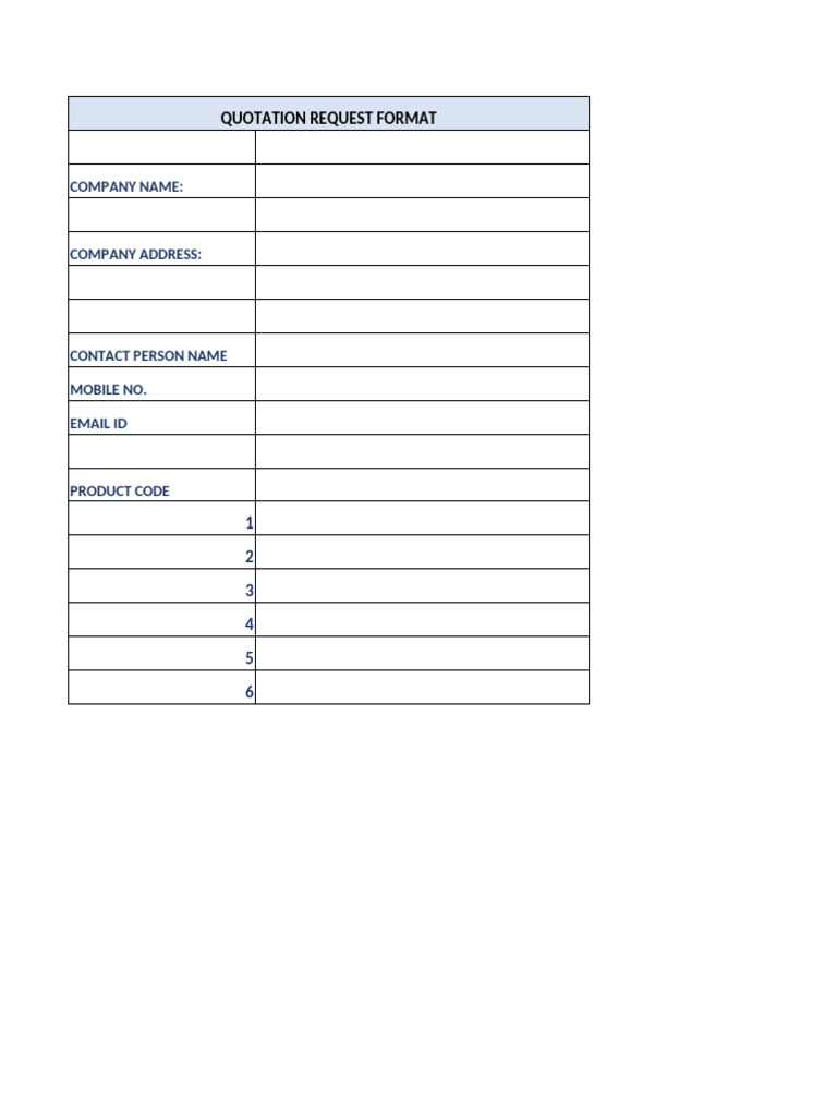 Quotation Request Format | PDF