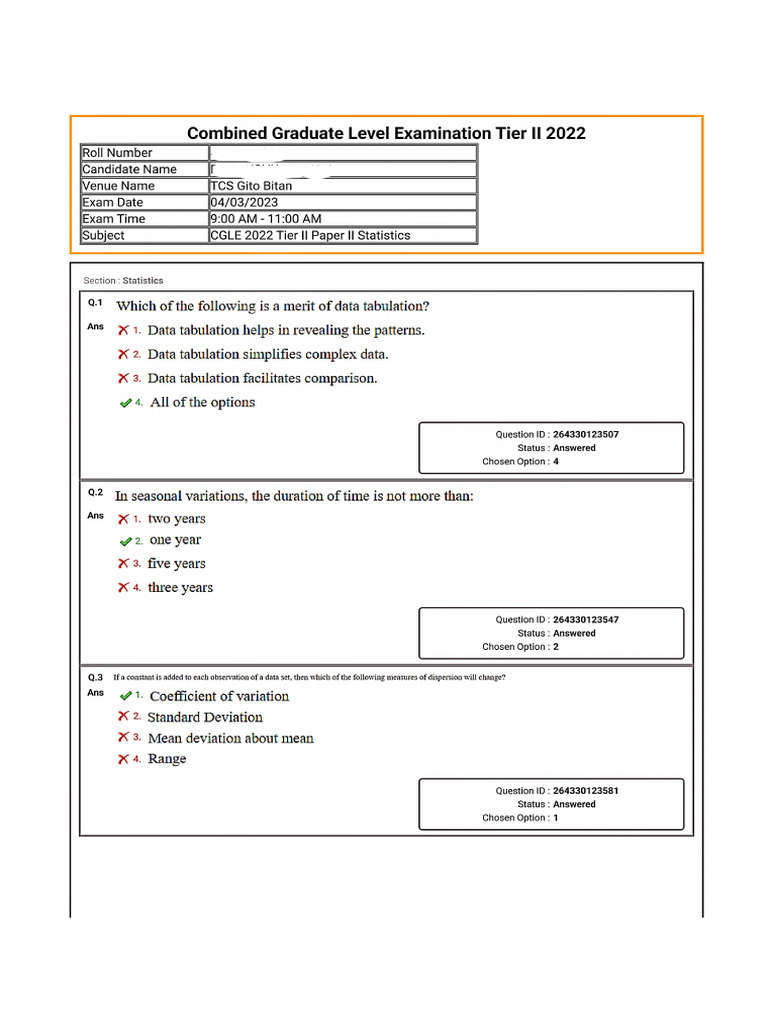 SSC CGL JSO 2022 Paper | PDF