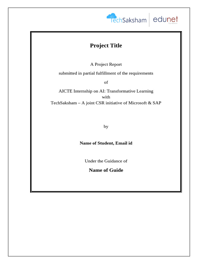 AICTE Internship 2024 Project Report Template 2 | PDF | Methodology | Cognition