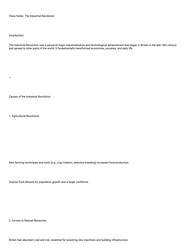 Causes and Impacts of the Industrial Revolution | PDF | Industrial ...