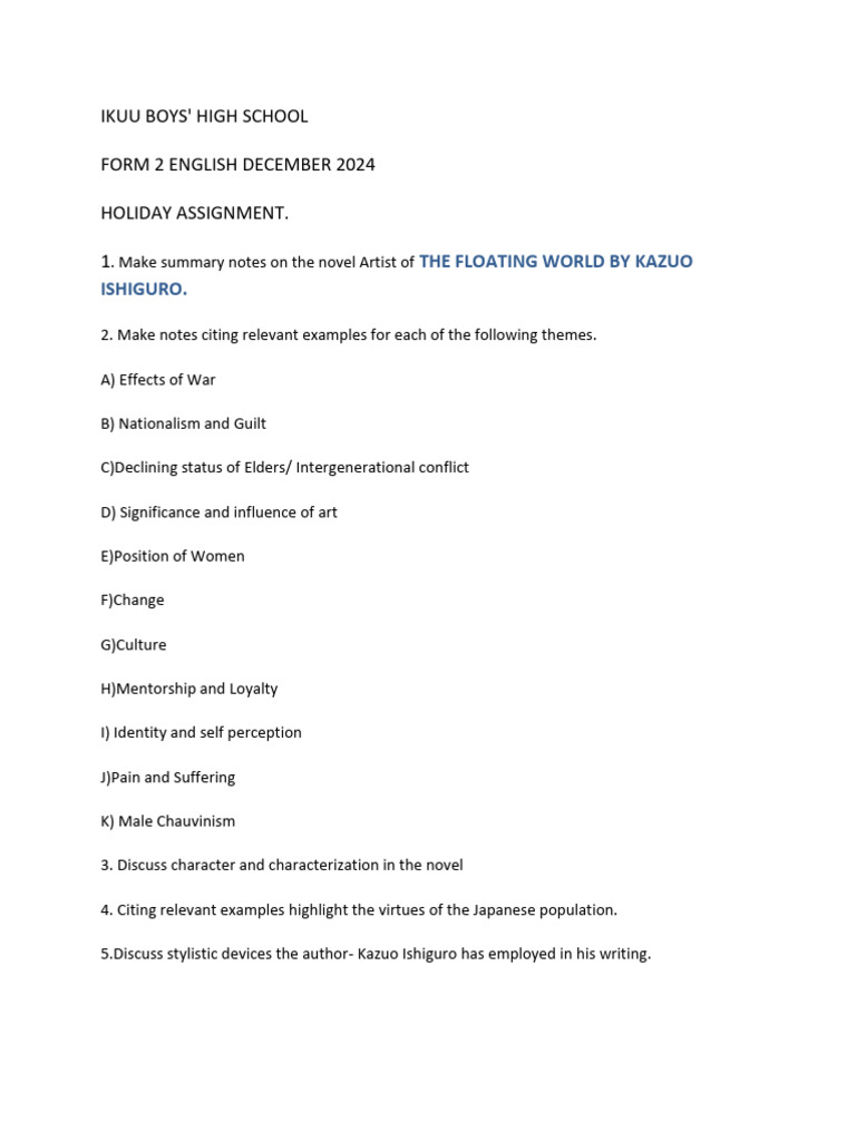 DECEMBER ASSIGNMENT Assignments - Form 2 - English | PDF
