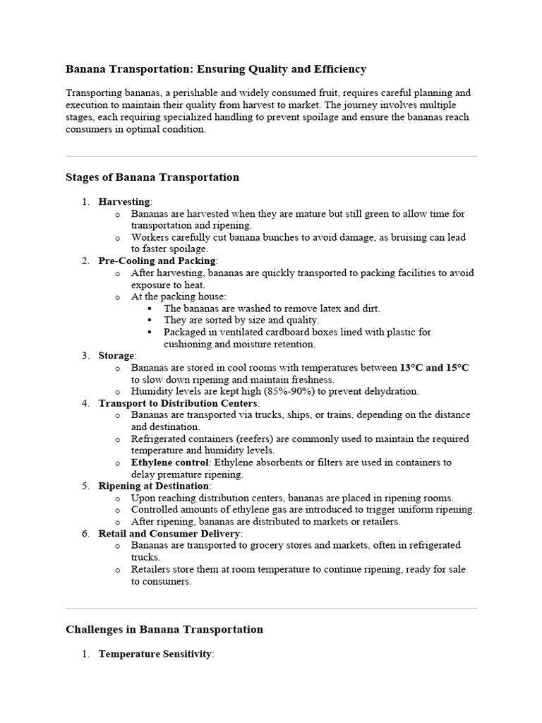 Banana Transportation - Ensuring Quality and Efficiency | PDF | Banana ...