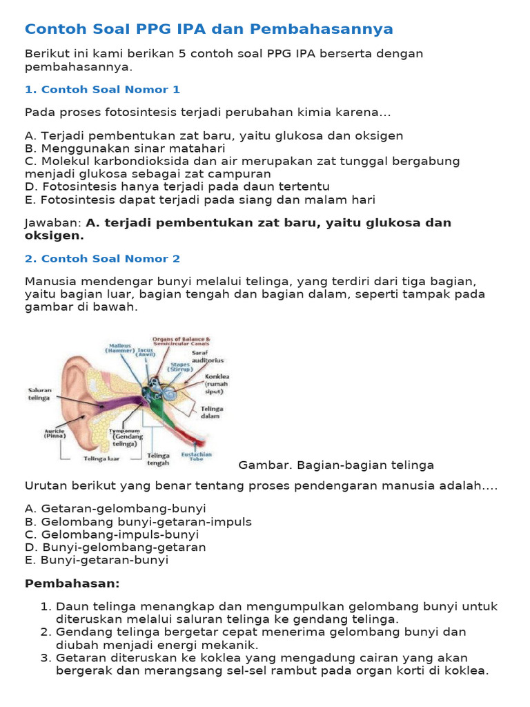 Contoh Soal PPG IPA dan Jawabannya | PDF