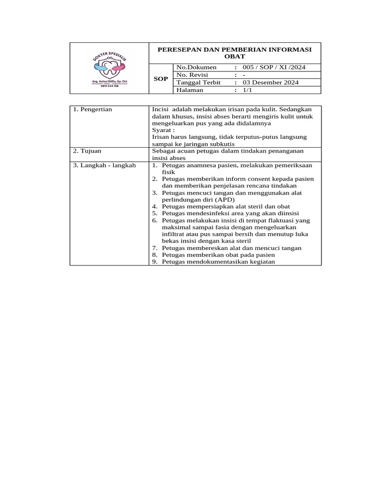 SOP Insisi Abses | PDF