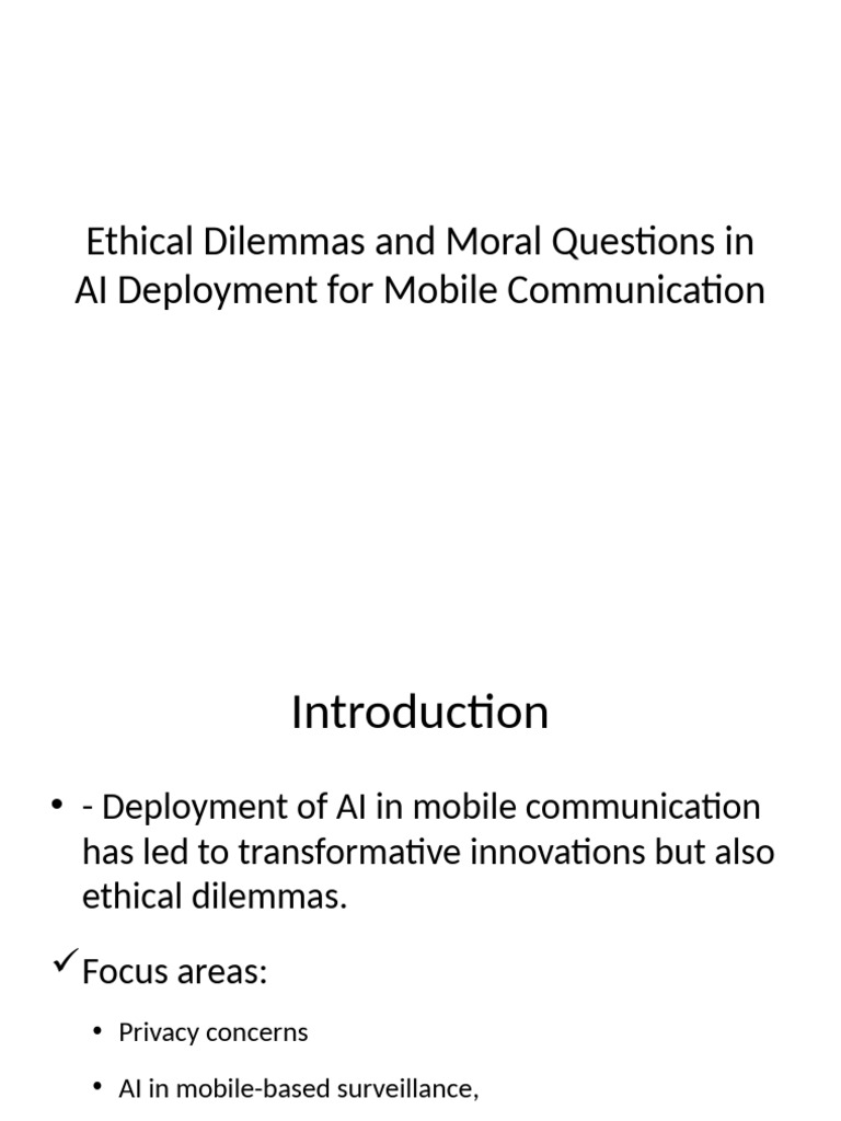 Ethical Dilemmas AI Mobile Communication | PDF Ethical Dilemmas AI Mobile Communication | PDF