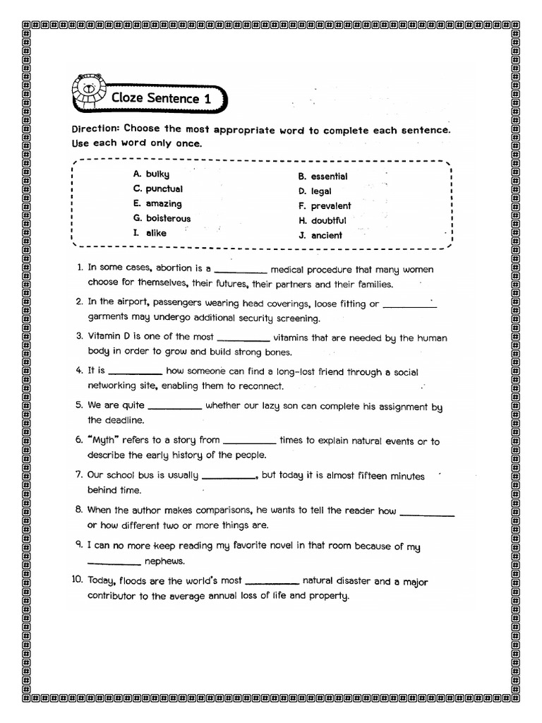 17 Vocab 1000 Cloze | PDF