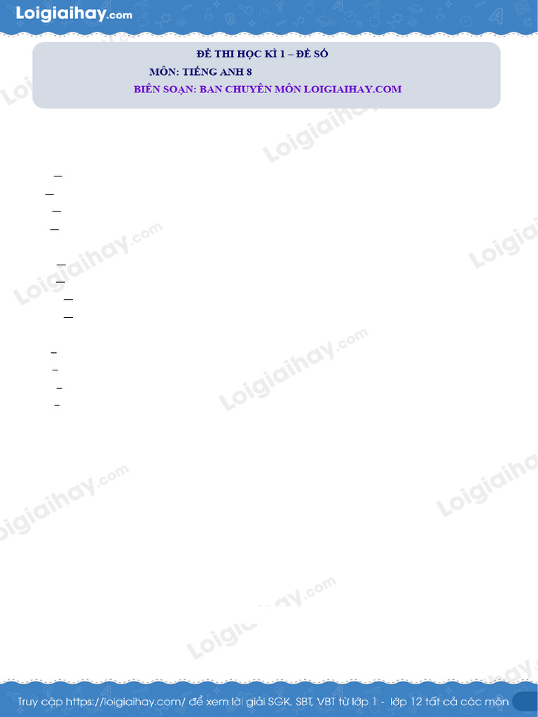 HK1 - TA8 - iLearn - Đề 6 - full | PDF