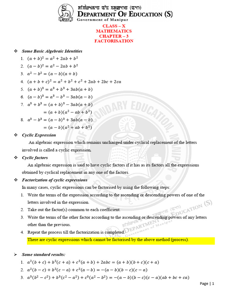 CL 10 (CH 3) Factorisation | PDF