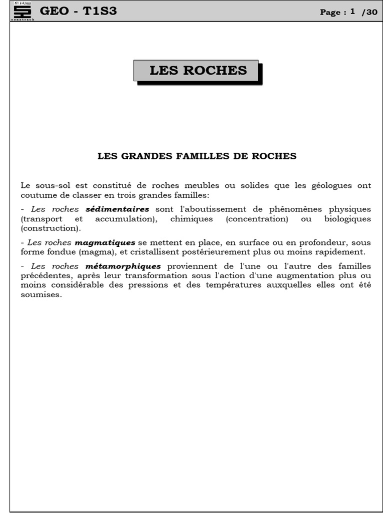 Classification et cycle des roches | PDF | Magma | Roche sédimentaire