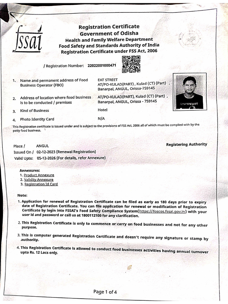 Food License | PDF