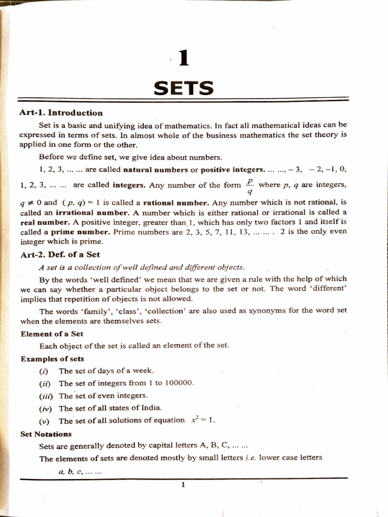 SETS (Fundamentals of Maths) | PDF