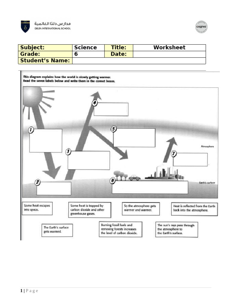Science G6 - L2 Climate Change - Worksheet | PDF