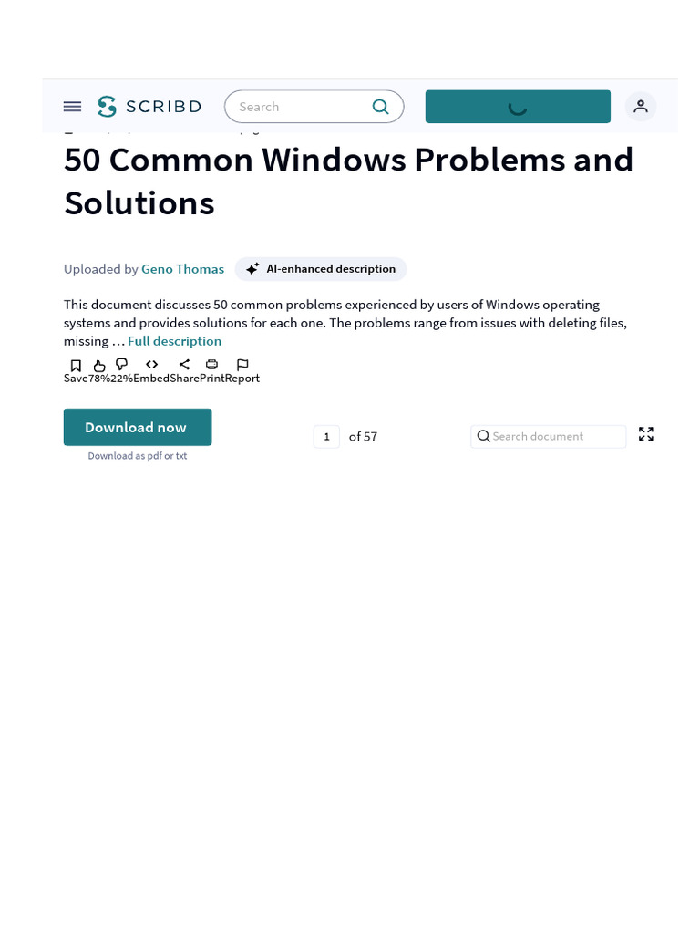 Doc6042181050 Common Windows Problems and Solutions | PDF