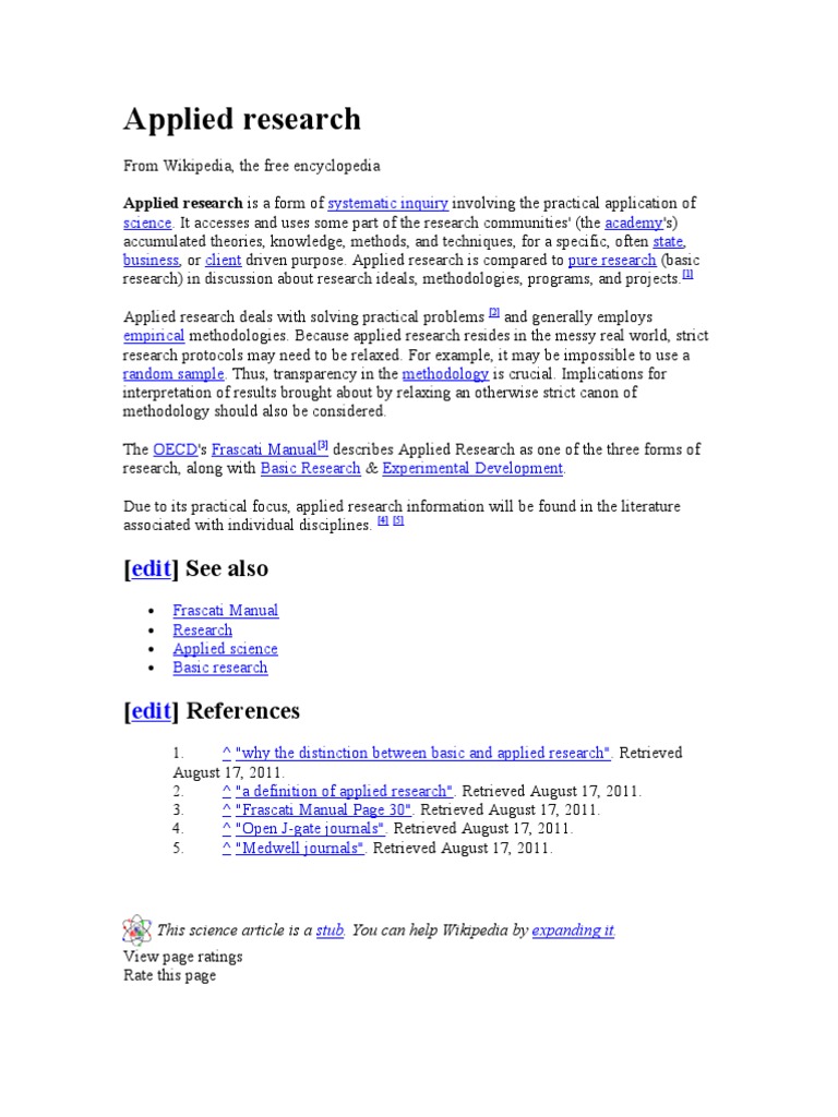 Applied Research-Davy's Notes | PDF | Wikipedia | Inquiry