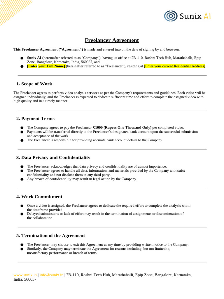 Freelancer Agreement | PDF | Private Law | Justice