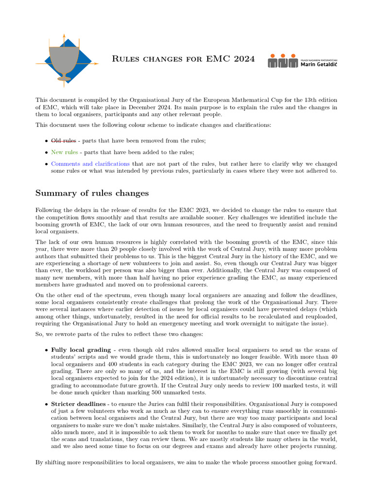 EMC_2024__rules_changes | PDF | Spreadsheet