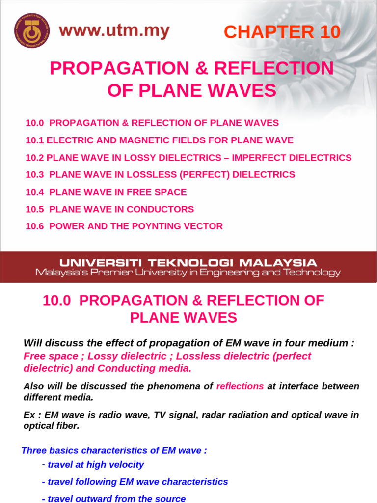 Chap10 - Propagation Reflection of Plane Waves | PDF | Waves | Reflection (Physics)