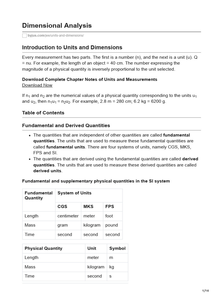 byjus.com-Dimensional Analysis | PDF | International System Of Units ...