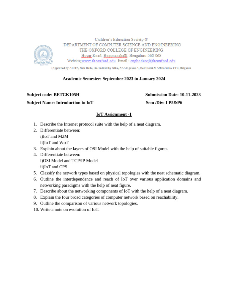 IoT Assignment-1 | PDF
