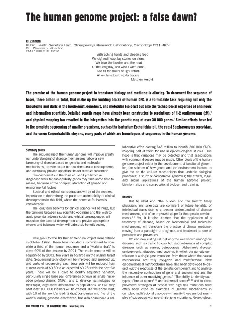 The Human Genome Project - A False Dawn? | PDF | Single Nucleotide ...