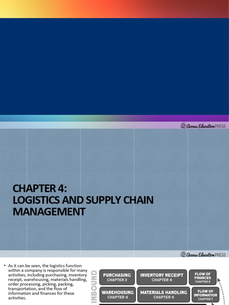 CH 4. Logistics and Supply Chain | PDF | Logistics | Supply Chain