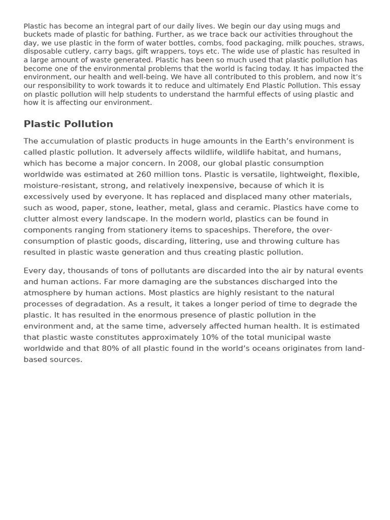 Plastic Polution | PDF
