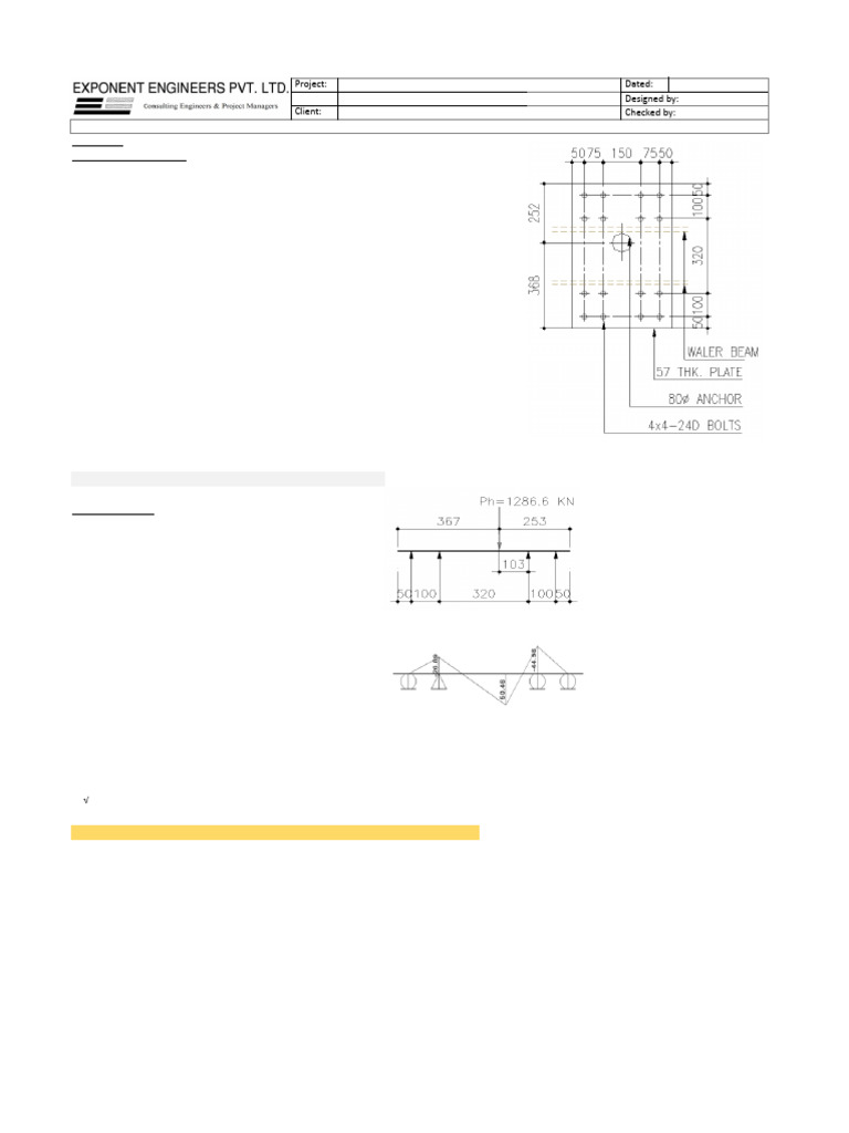 Waler Beam To Sheet Pile Connection Plate Detail | PDF | Screw | Materials