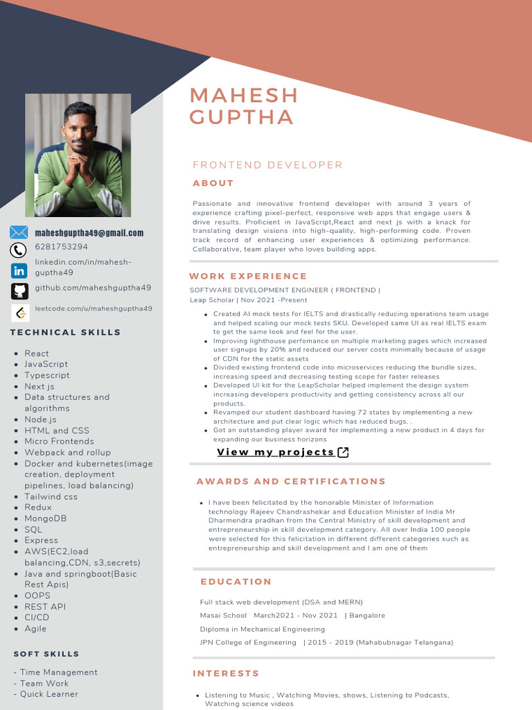 Mahesh Frontend Dev Resume-3 | PDF | Web Development | Computing