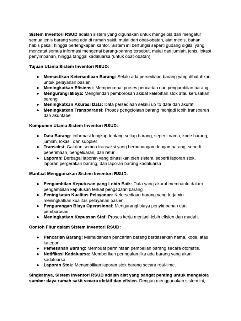 Sistem Inventori RSUD adalah sistem yang digunakan untuk mengelola dan ...