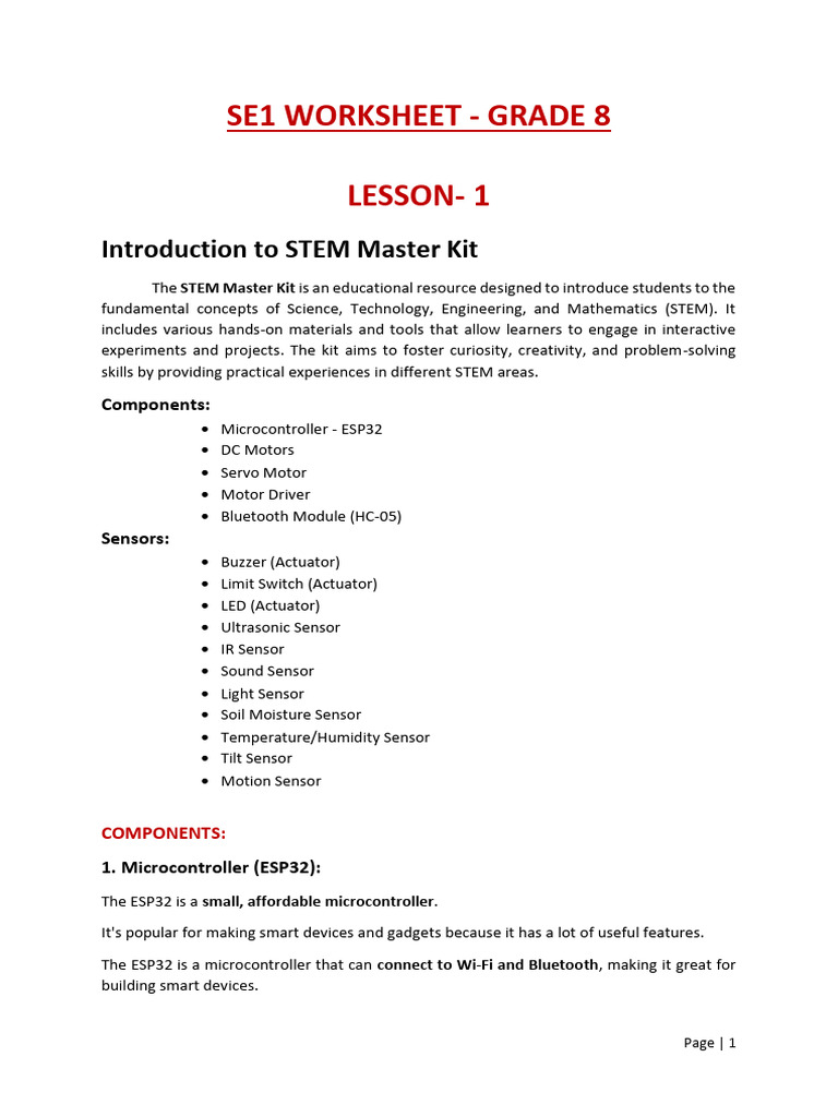 Grade 8 STEM Master Kit Overview | PDF | Arduino | Actuator