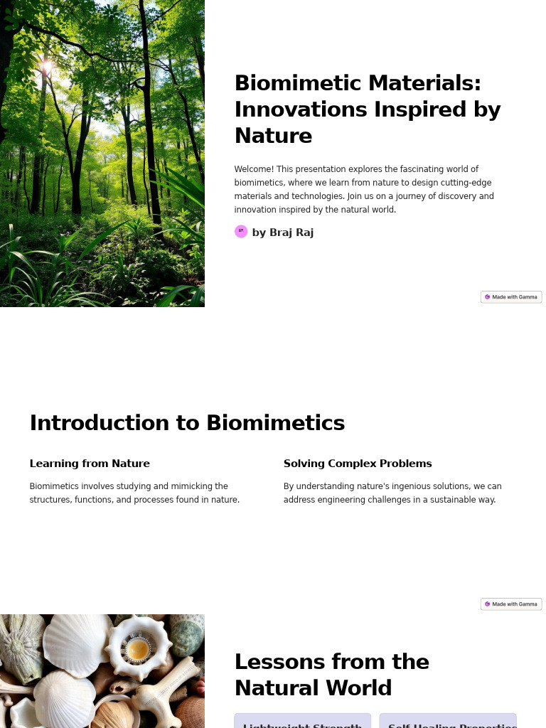 Biomimetic Materials Innovations Inspired by Nature | PDF | Materials ...
