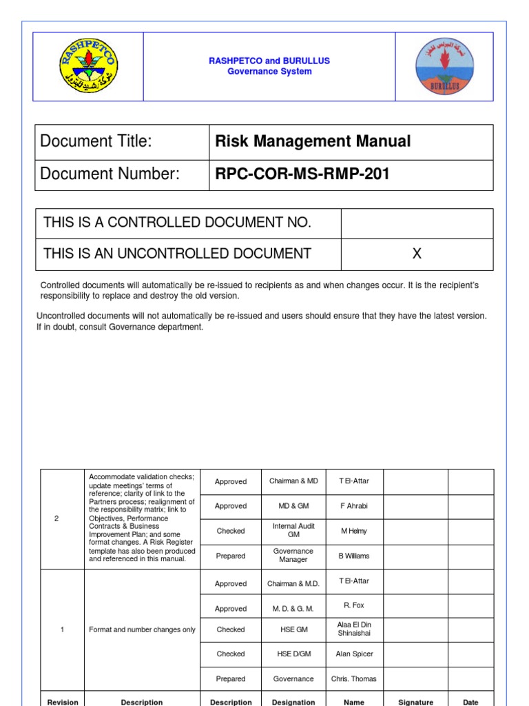 RASHPETCO Risk Management Manual | PDF | Risk Management | Risk