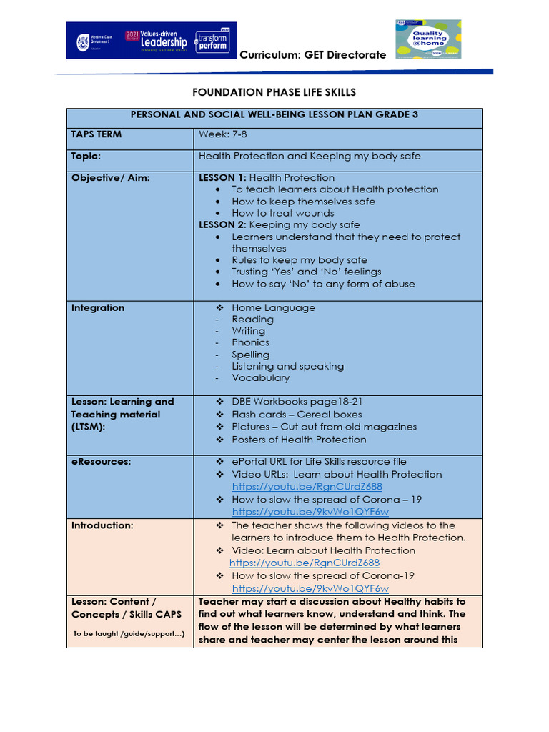 FP GR 3 English Life Skills LP T1 W 7 & 8 | PDF | Toothbrush | Foods