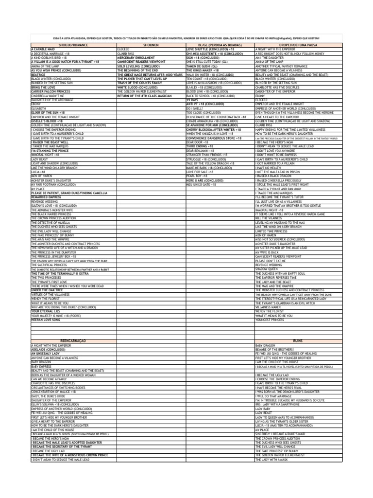 Manhwas List | PDF | Supernatural Legends | Legendary Creatures