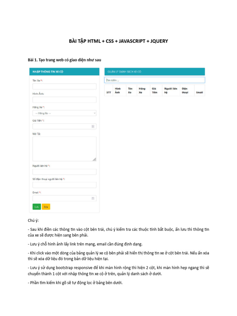 BÀI-TẬP-HTML CSS JS JQuerry | PDF