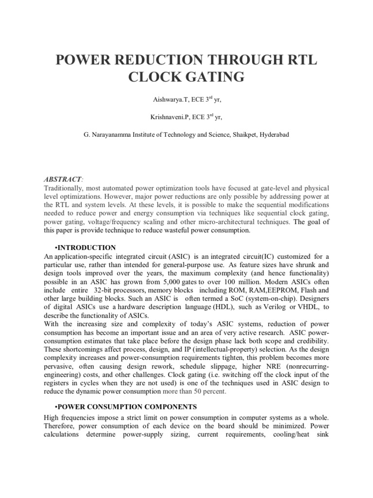 Power Reduction Through RTL Clock Gating | PDF