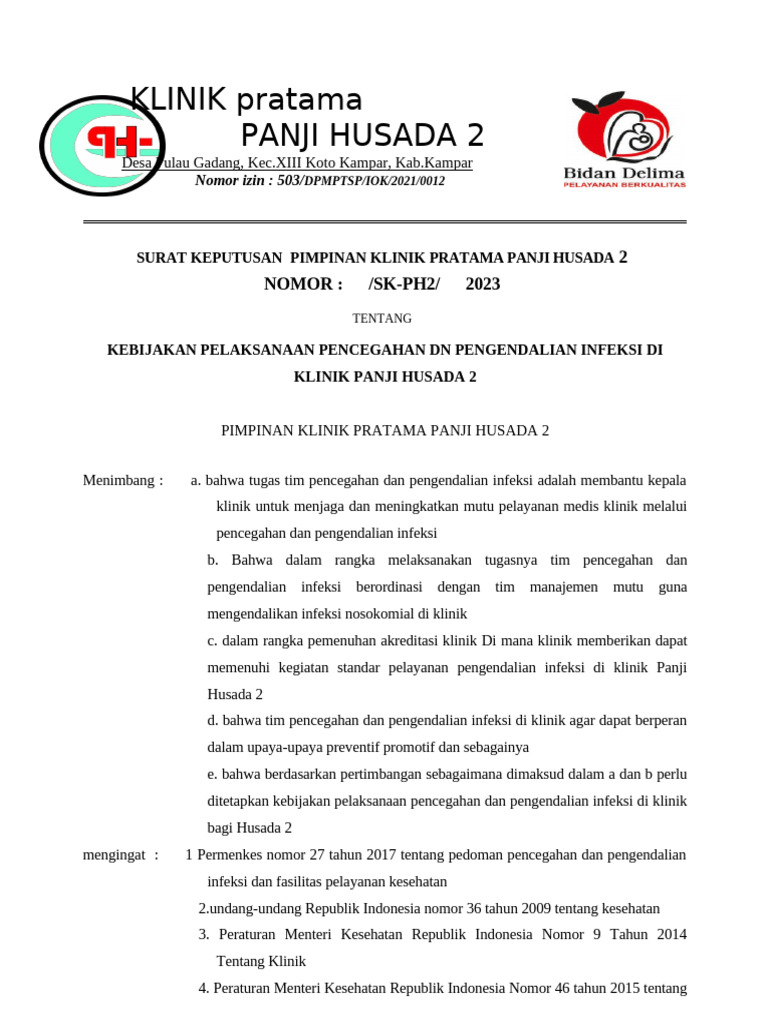 EP 1, SK dan kebijakan klinik PPI diklinik | PDF