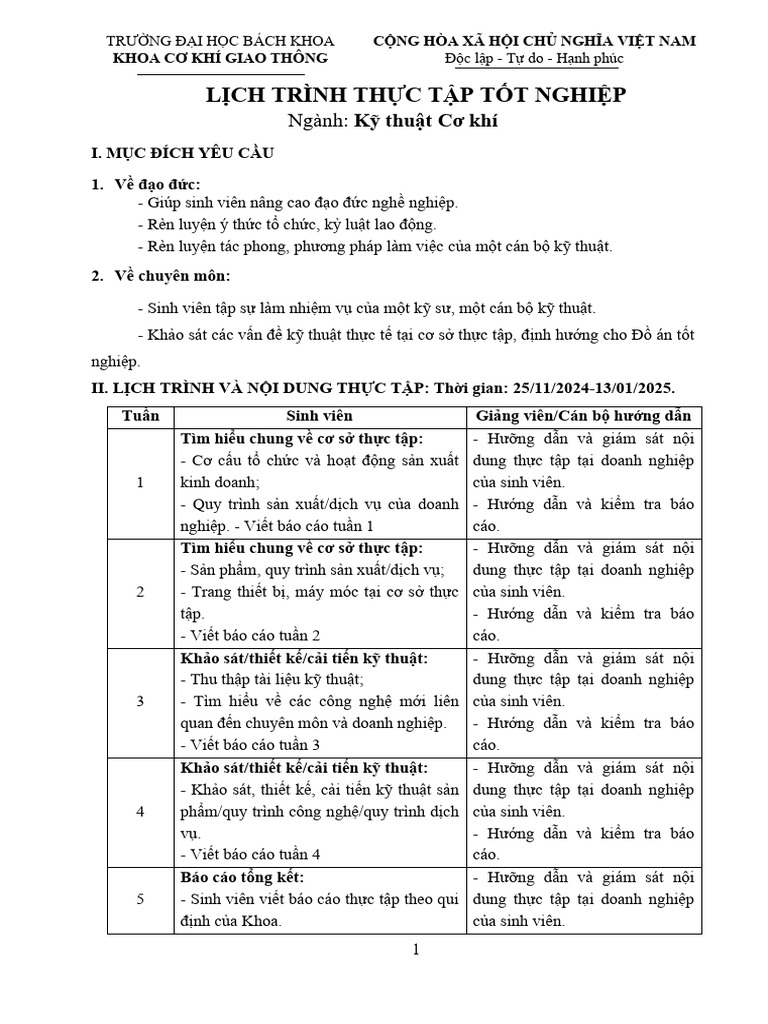 LICH TRINH_TTTN_KTCK_2024 | PDF