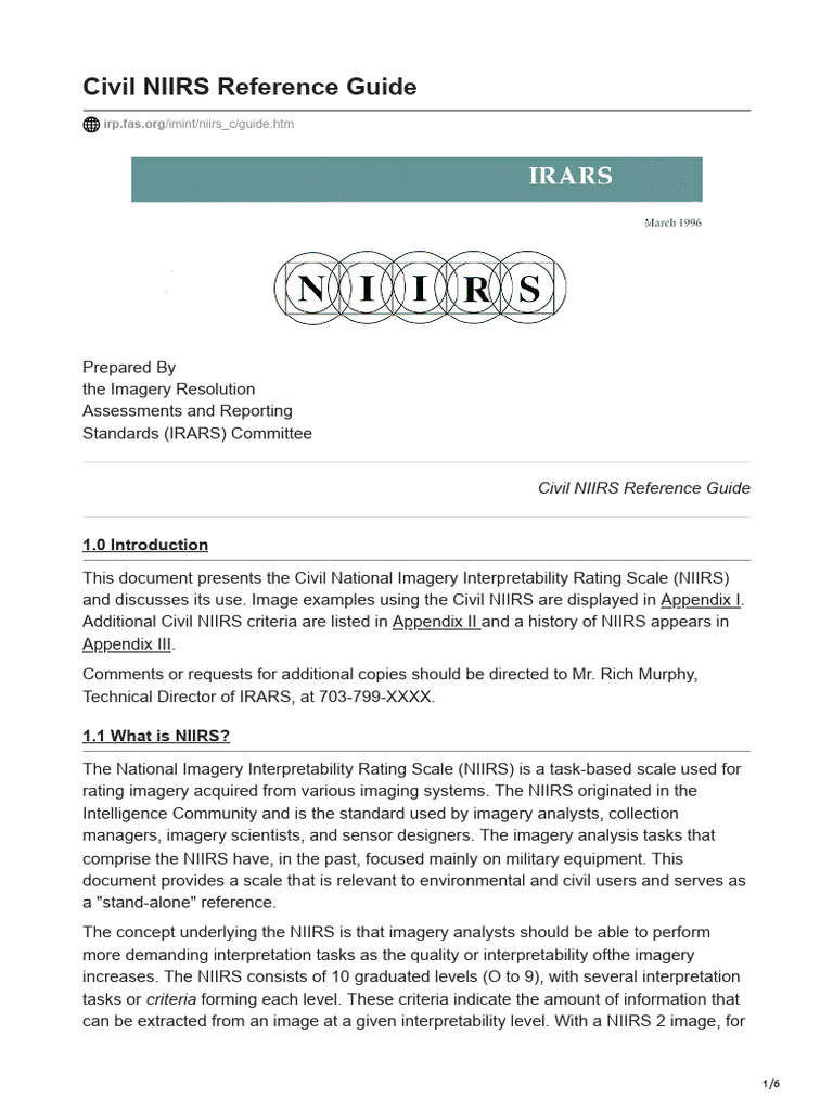 Civil NIIRS Reference Guide | PDF | Image | Information