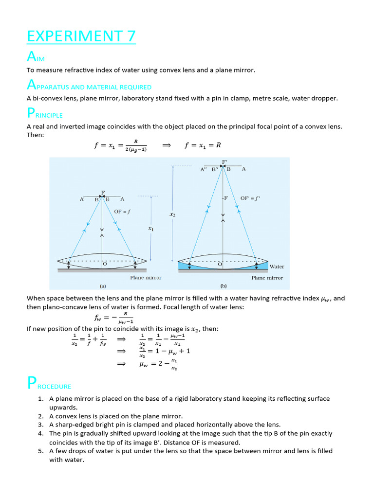 XII_EXP-7 | PDF | Mirror | Optics