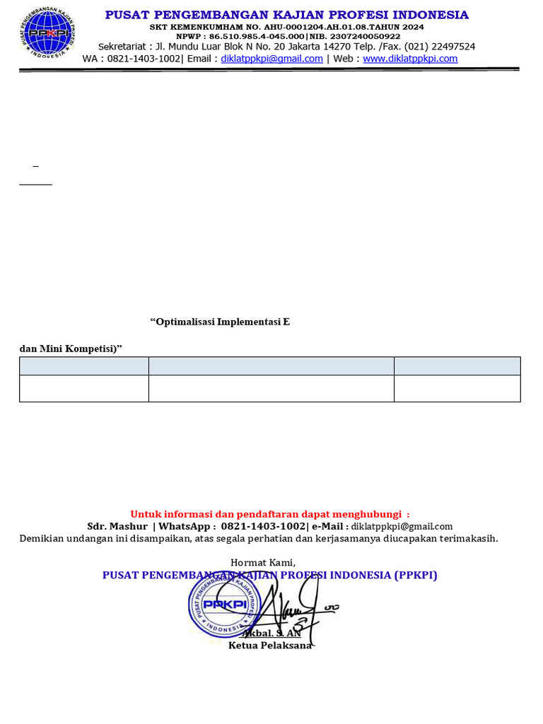 PPKPI - Pelatihan Optimalisasi Implementasi E-Katalog Versi 6.0 (Tgl 19 ...
